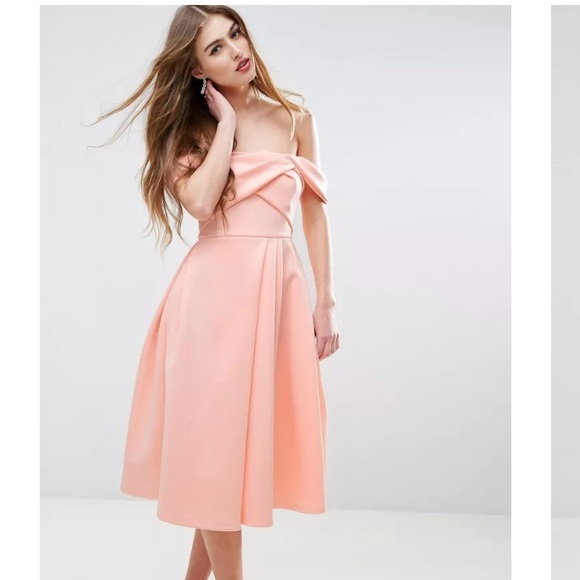ASOS | Dresses | Asos Fold Detail Bardot Scuba Prom Dress | Poshmark